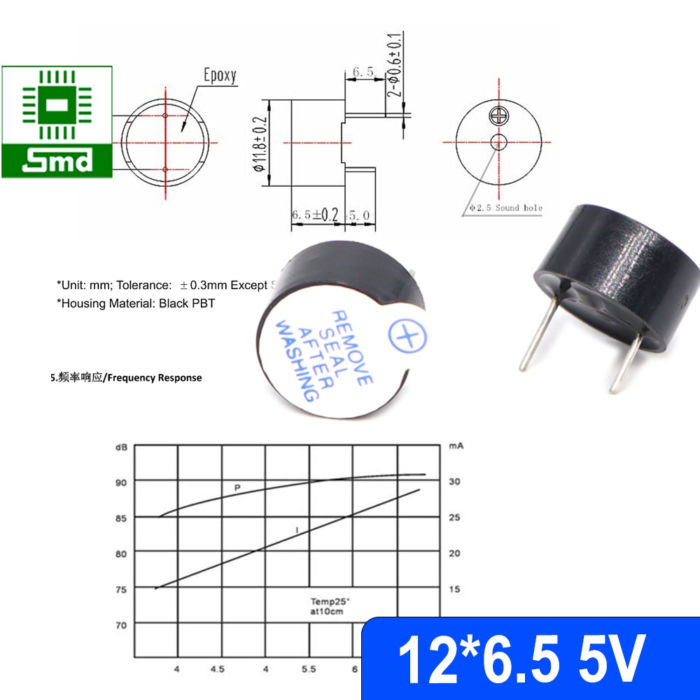 Còi Chip tự kêo Buzzer 3V 5V 12V (Có ic ) 12095 12065 9055 12x9.5mm ...