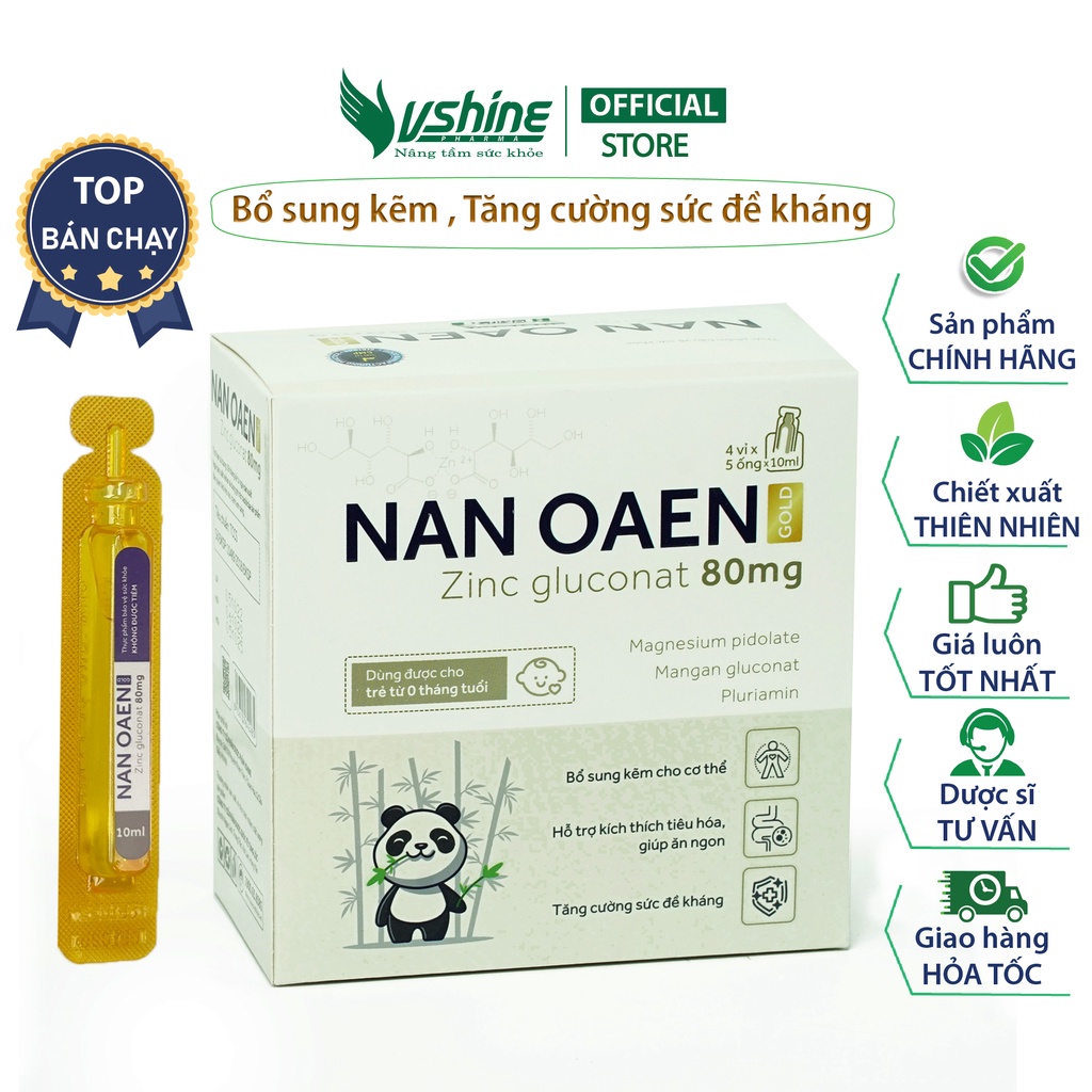 Ống uống Nan Oaen Gold Vshine - bổ sung kẽm giúp ăn ngủ ngon cho trẻ từ ...