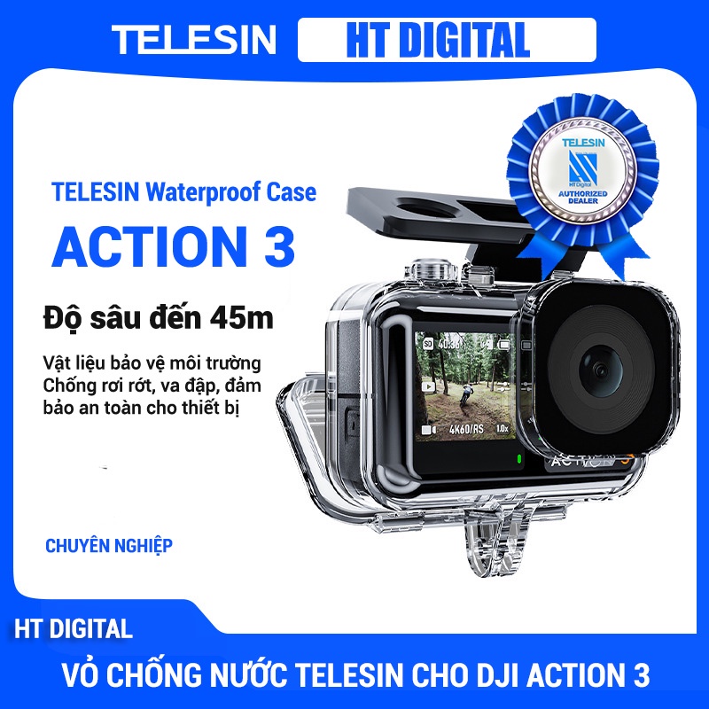 [DJI Action 5/4/3] Vỏ chống nước Telesin cho DJI Action 4/3 chất lượng cao, hàng chính hãng ...