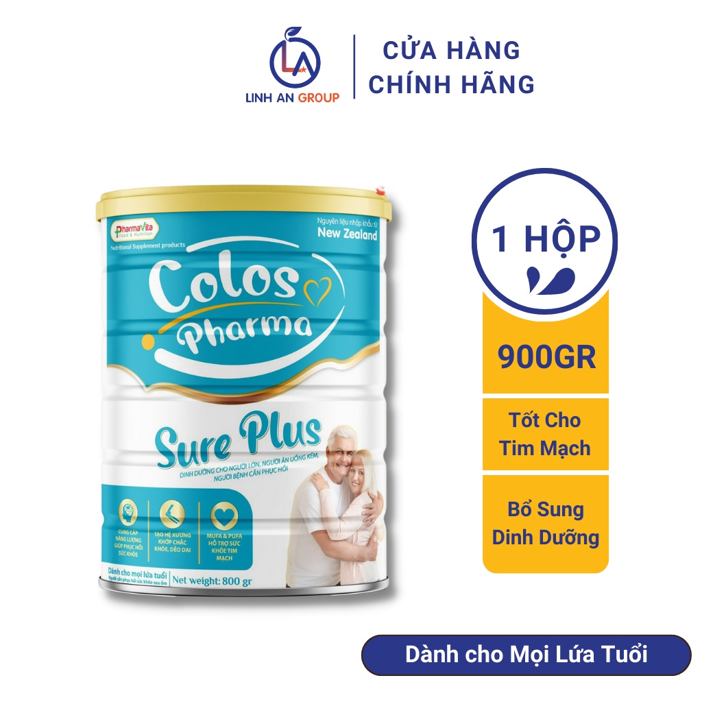 Sữa bột Colos Pharma Sure Plus 800gr bổ sung dinh dưỡng, phục hồi sức khỏe - LINH AN GROUP ...
