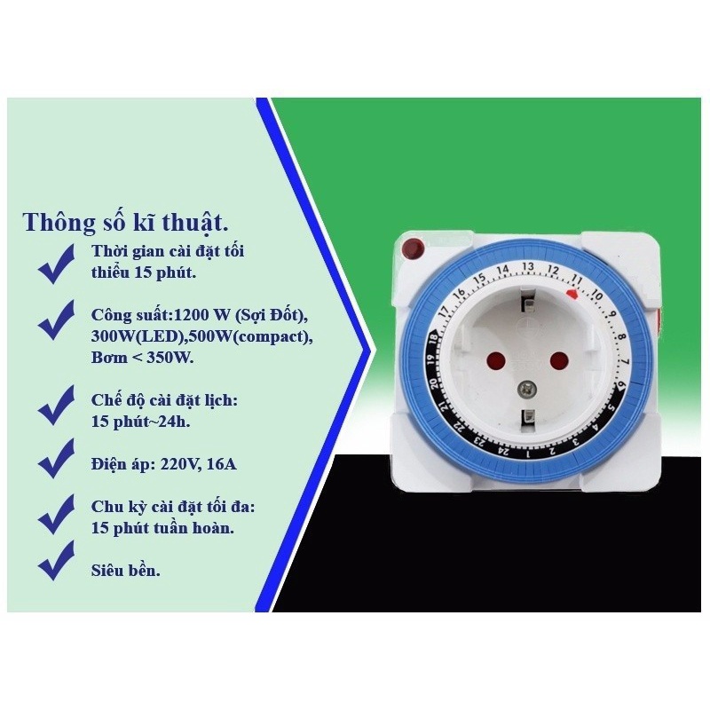 Ổ cắm hẹn giờ cơ - TG16A - tự động bật tắt mọi ngày | Shopee Việt Nam