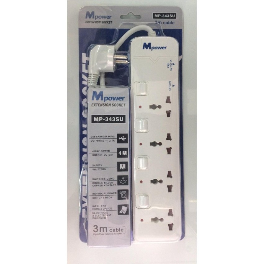 Ổ cắm điện dây dài 3m Mpower MP-343SU | Shopee Việt Nam