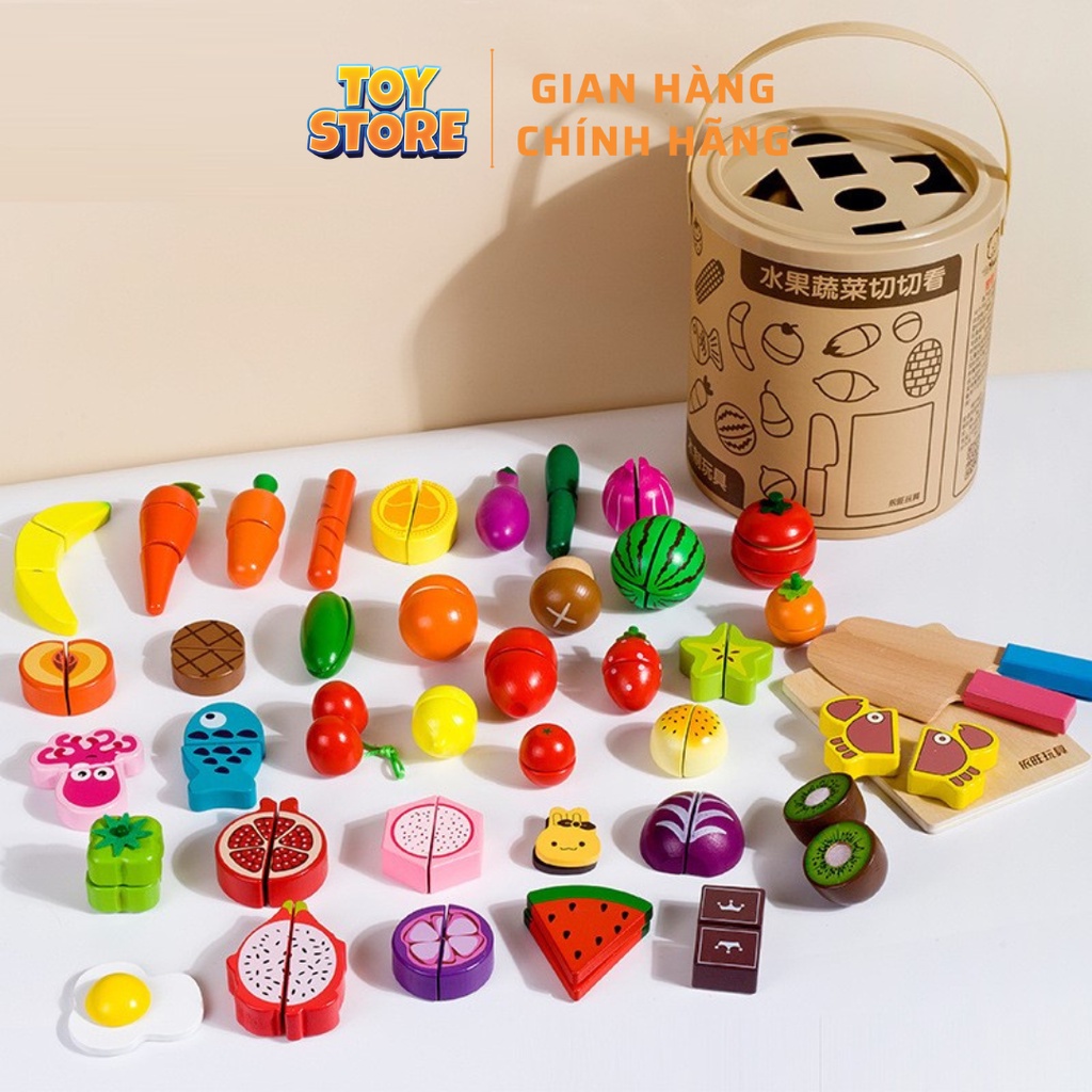 Bộ đồ chơi giỏ cắt hoa quả, rau củ gỗ có nam châm toystore FUDAER | Shopee Việt Nam