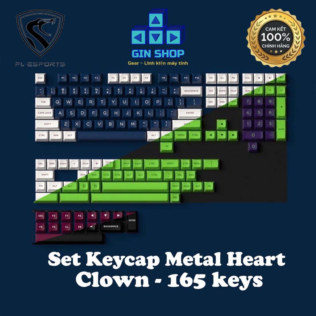 Bộ keycap phím cơ FL-Esports FSA Metal Heart - Clown 169 nút (PBT ...