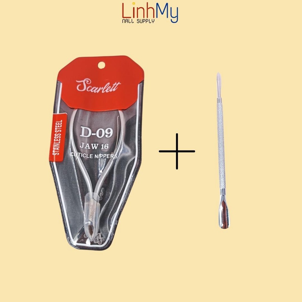 Combo Kiềm Cắt Da D01 D09 Jaw 16 Scarlett Kèm Cây Sủi Inox Cán Hoa Văn ...