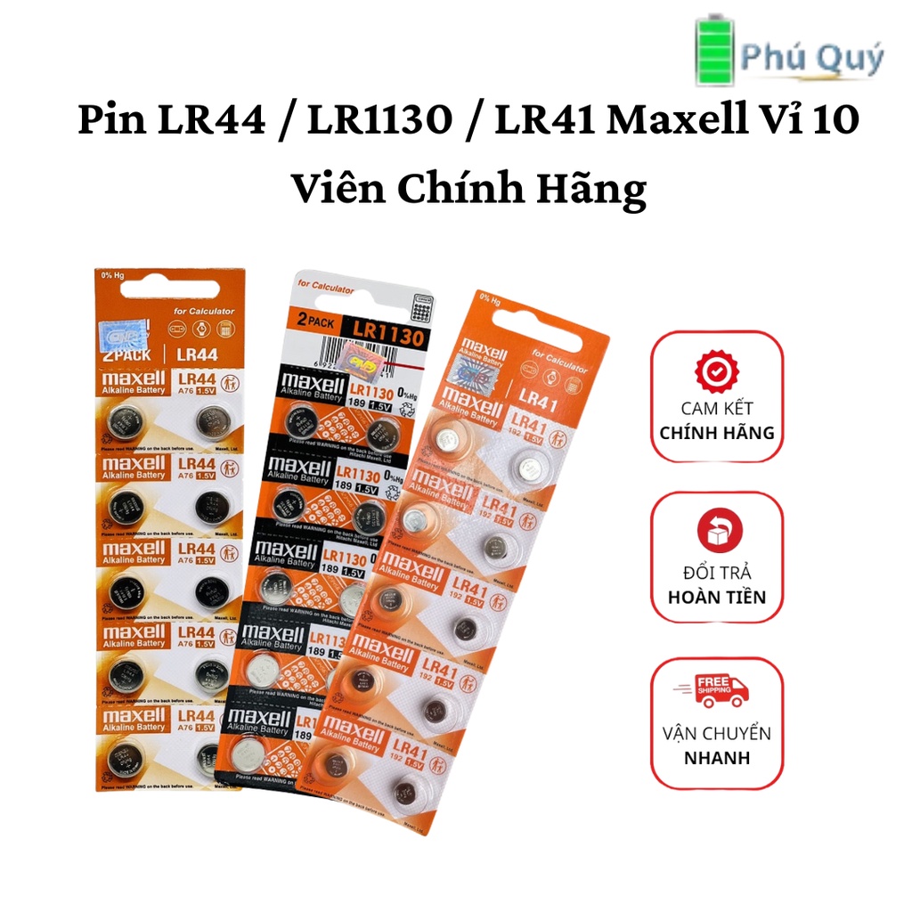 Pin LR44 / LR1130 / LR41 Maxell Vỉ 10 Viên Chính Hãng | Shopee Việt Nam