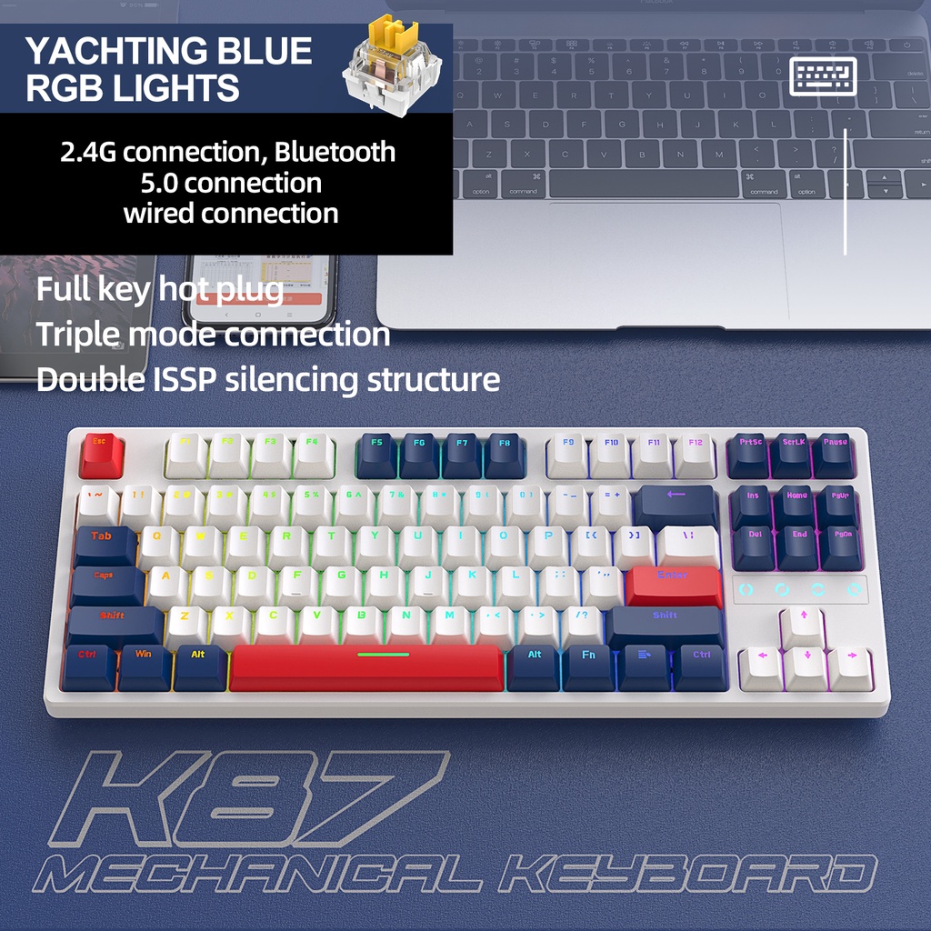 [Hotswap] Bàn phím cơ K87 Yellow/RED switch kết nối type - C chuyên dùng chơi game sử dụng chơi ...