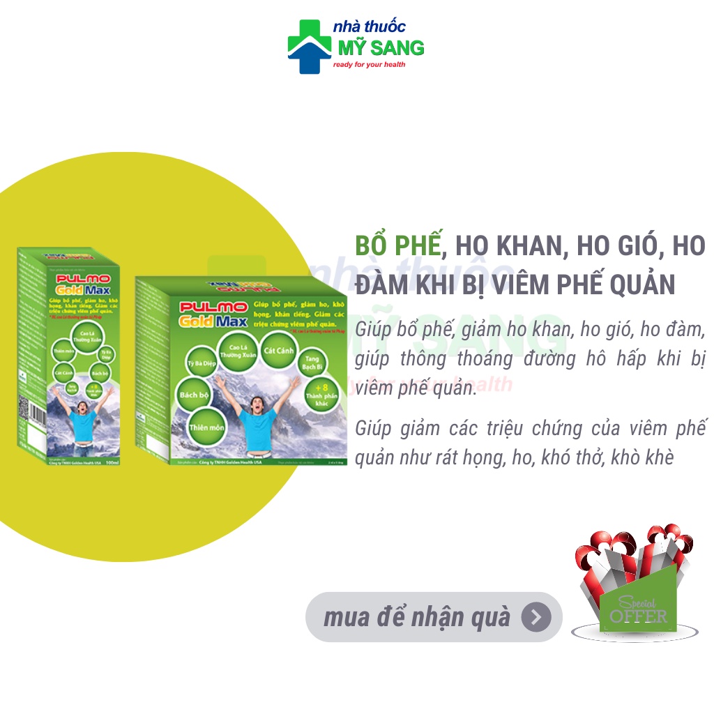 PULMO GOLD MAX bổ phế, giảm ho, khô họng, khán tiếng dạng chai 100ml ...