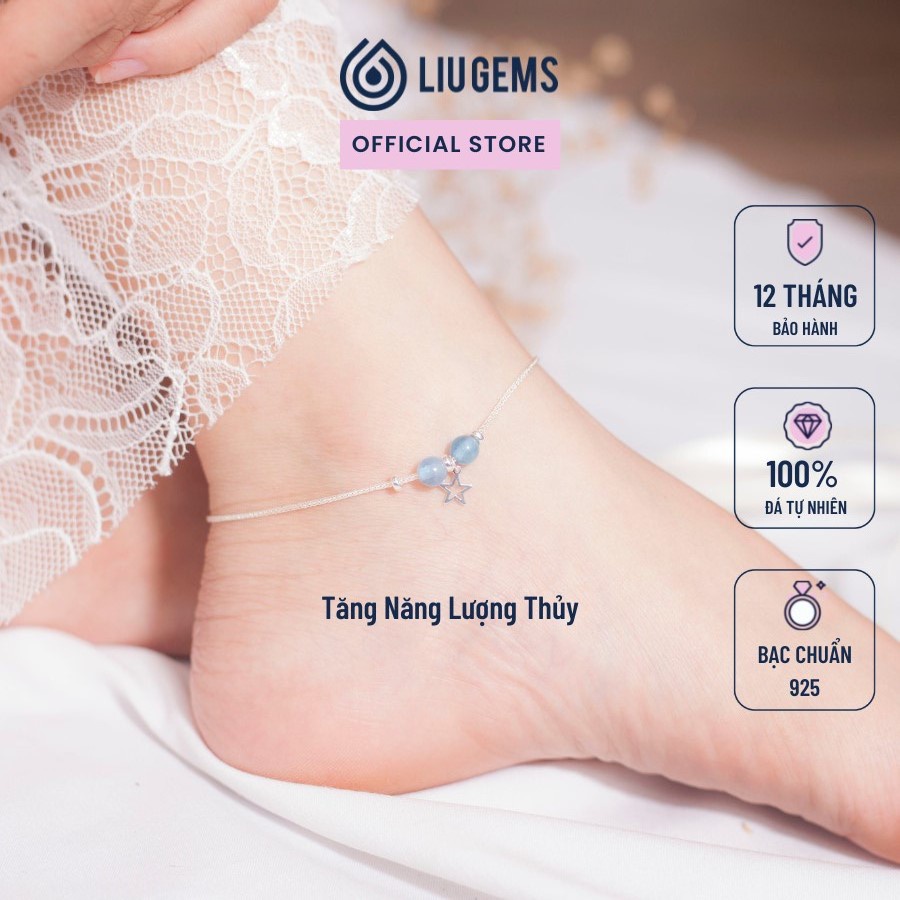 Lắc Chân Bạc Nữ 925 Đính 2 Viên Đá Liugems Phong Thuỷ Tự Nhiên Mix ...