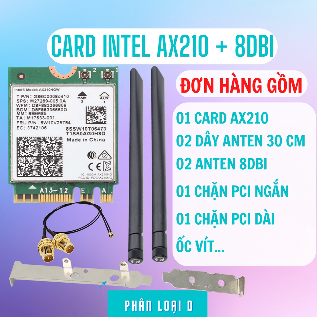 Card Wifi 6E Intel AX210 6GHz 3 băng tần Bluetooth 5.3 Gaming - Wifi6 ...
