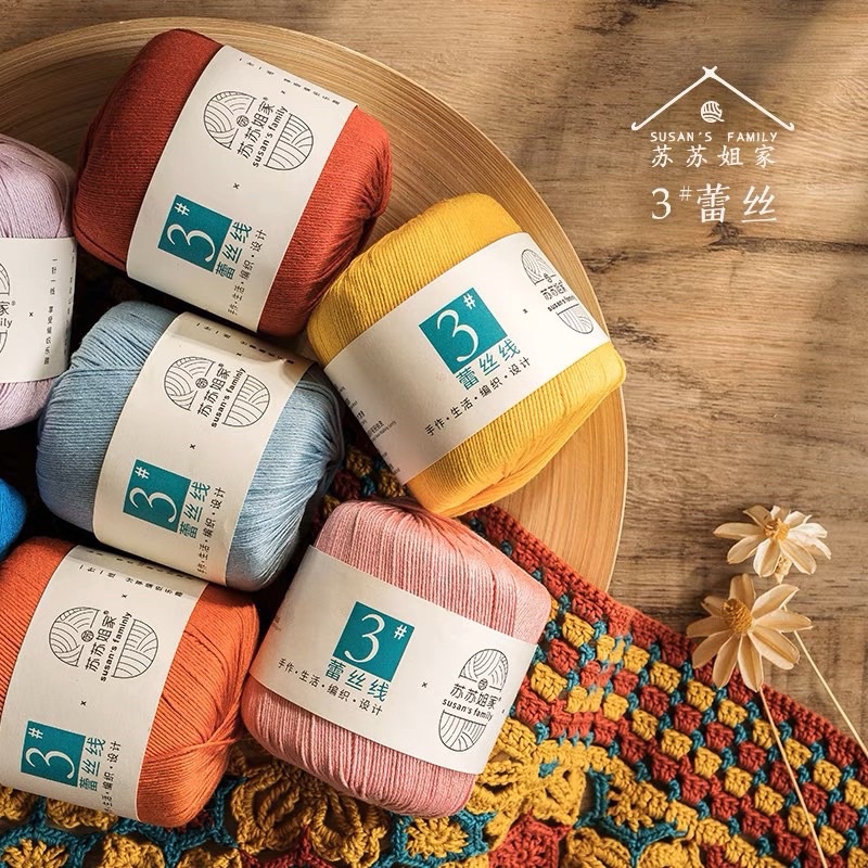 Len Susan 3-100% Cotton, sợi Lace làm đồ hè, móc thú bông mini [Len Lẻn ...