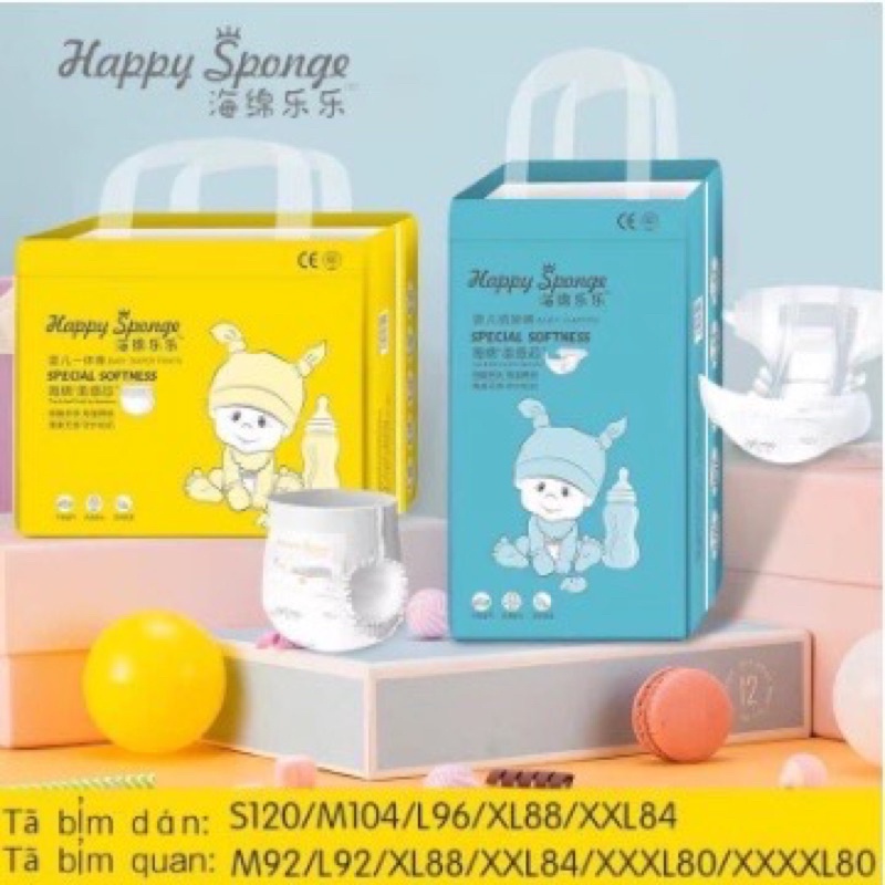 Tã bỉm quần dán Happy Sponge dán S120/M104/M96/L92/XL88/Xxl84/xxxl80 | Shopee Việt Nam