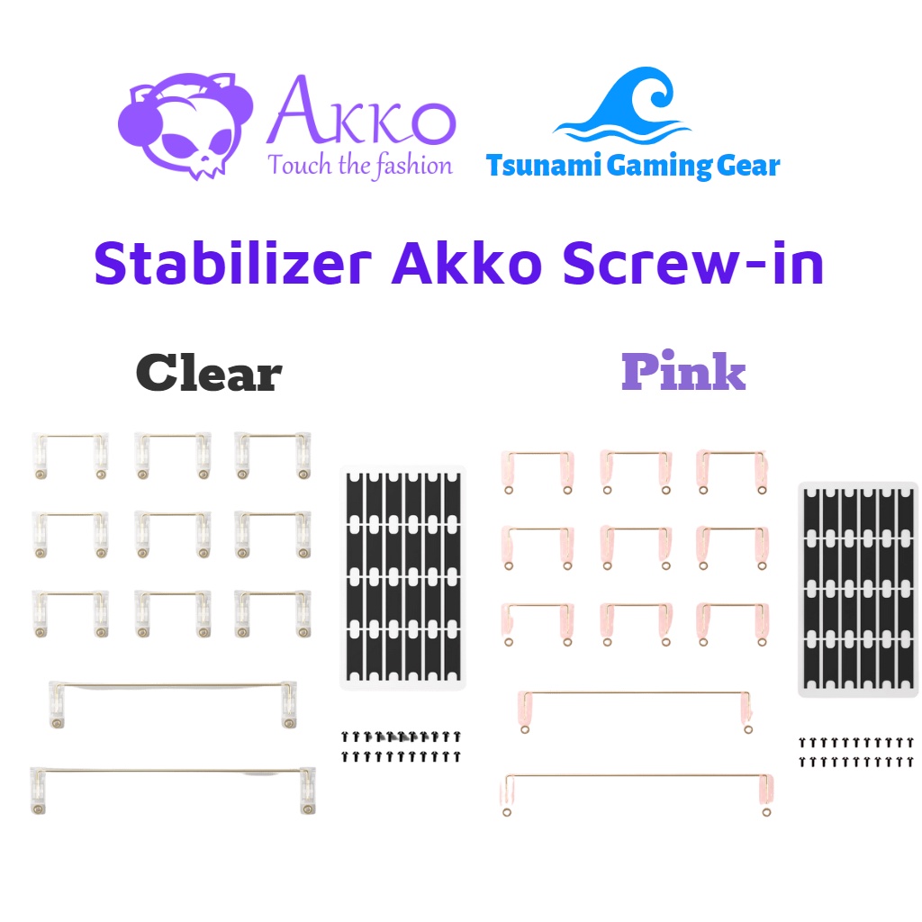 Bộ Stab Akko Screw-in PCB Mount (Clear/ Sakura Pink) dùng cho bàn phím ...