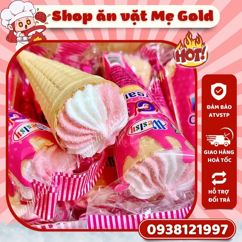 Kem ốc quế hồng, kẹo marshmallow kem bông ốc quế mứt dâu tây Ice Cream ...