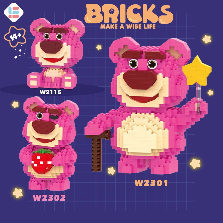 Mô Hình Lắp Ráp Gấu Dâu Bricks Lotso Dễ Thương Cute | Shopee Việt Nam
