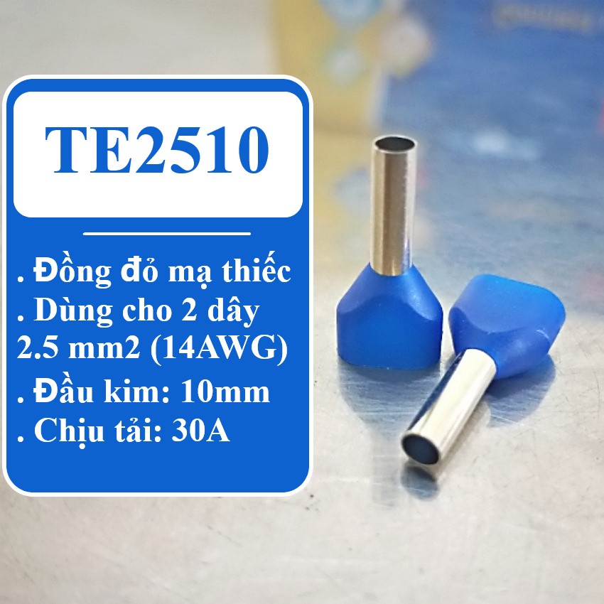 [50cái] Đầu cos pin rỗng đôi cao cấp KST, cosse kim bằng đồng bọc phủ ...