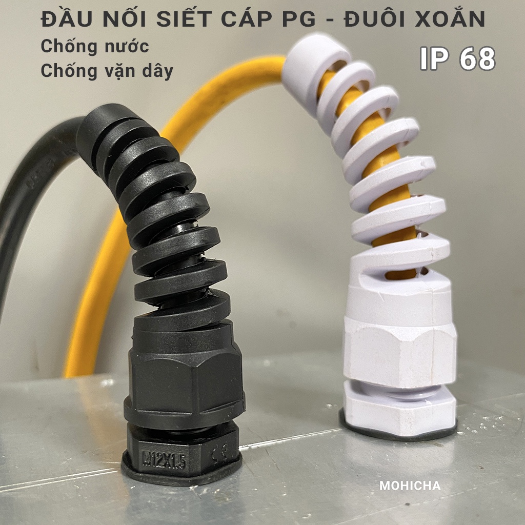Đầu nối siết cáp PG-M chống nước IP68 có đuôi xoắn chống gập dây cáp điện | Shopee Việt Nam
