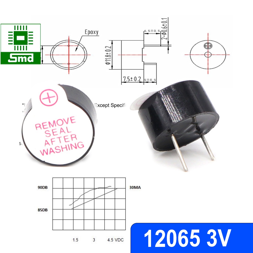Còi Chip tự kêo Buzzer 3V 5V 12V (Có ic ) 12095 12065 9055 12x9.5mm ...