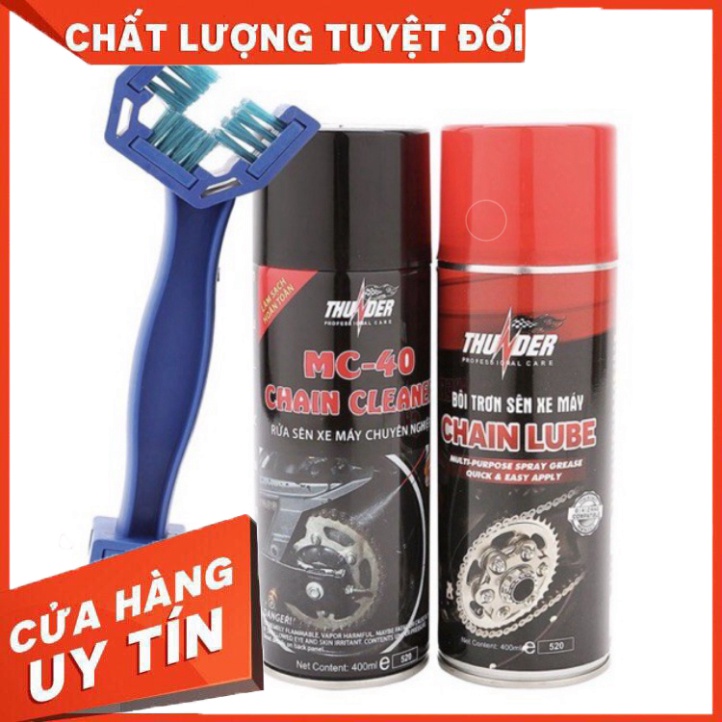 Combo Rửa Sên, Dưỡng Sên (Chai Bôi Trơn) Thunder Chain Lube- Nhiều Phân ...