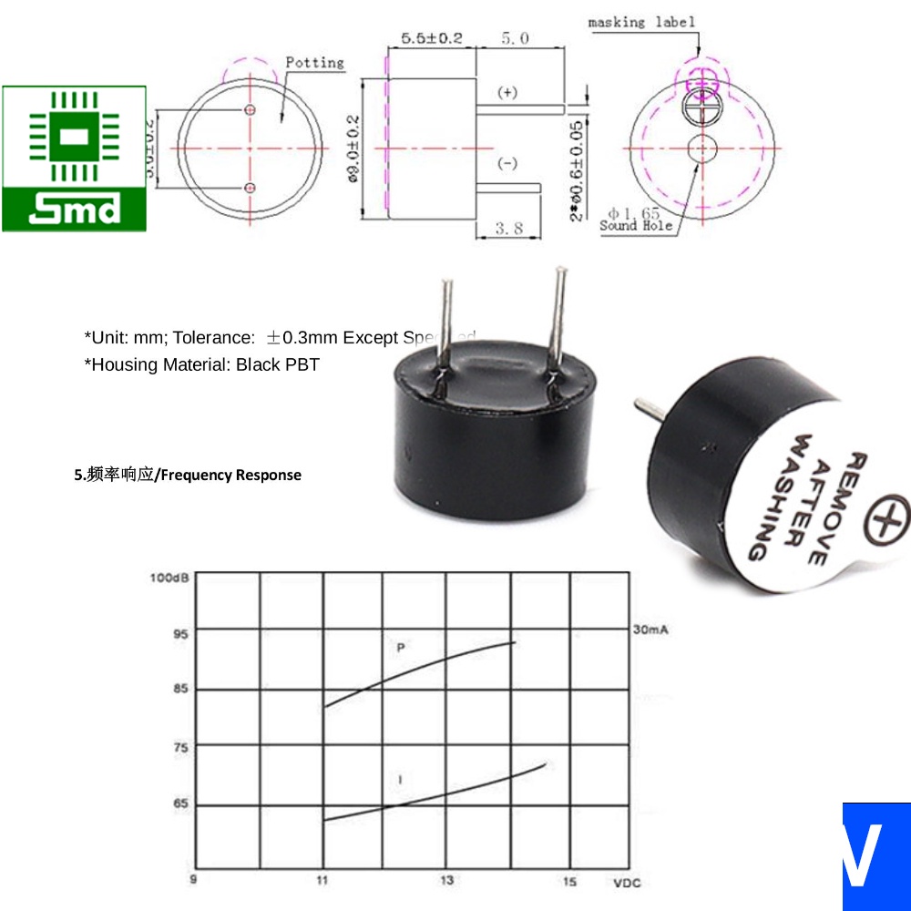 Còi Chip tự kêo Buzzer 3V 5V 12V (Có ic ) 12095 12065 9055 12x9.5mm ...