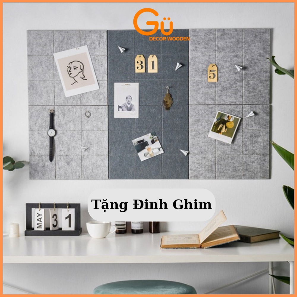 Bảng ghim nỉ dán tường tặng kèm ghim, sticker bảng ghi chú thông báo ...