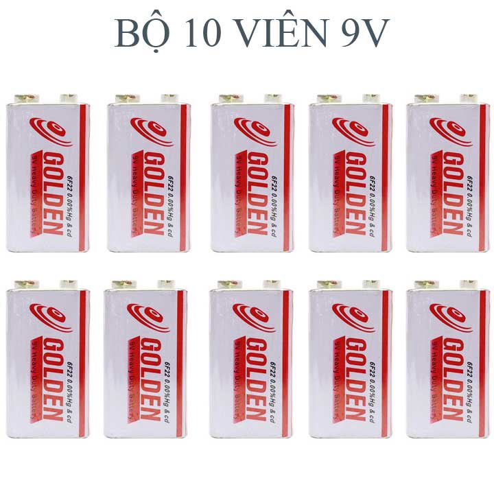 Pin Golden 9V Heavy Duty Battery vuông vĩ 1 viên hộp 10 viên | Shopee ...