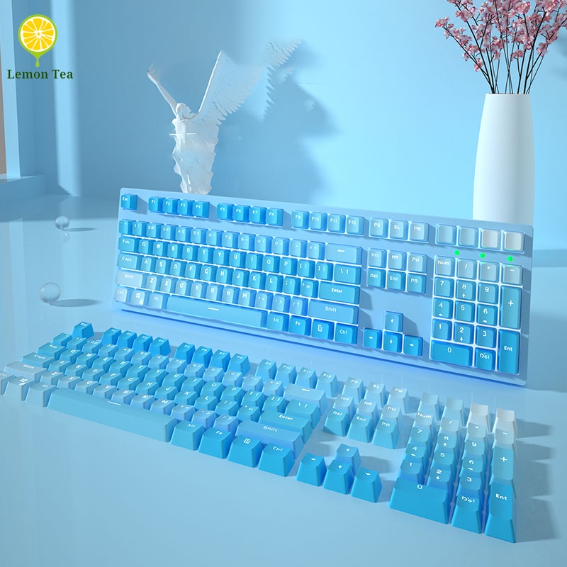[In stock] Blue keycap PBT light-transmitting OEM high double shot dip ...