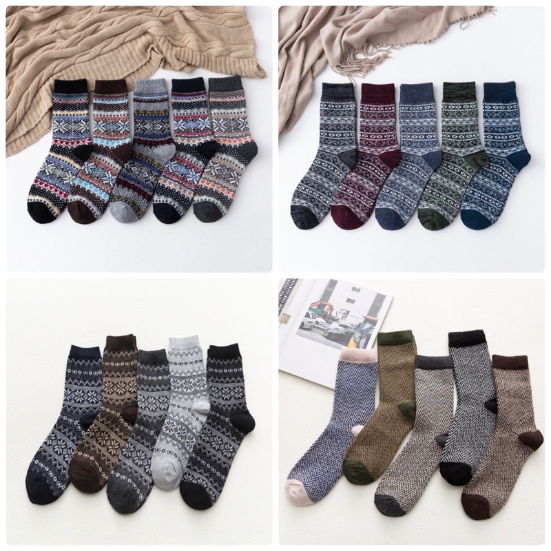 (Set 5 đôi) Tất vớ nam cổ cao thổ cẩm đi giày tây phong cách cổ điển ...