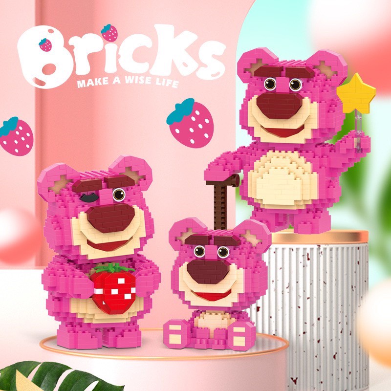 Bộ Đồ Chơi Lắp Ráp Mini Gấu Dâu Lotso Miniso hoạt hình Dễ Thương ...