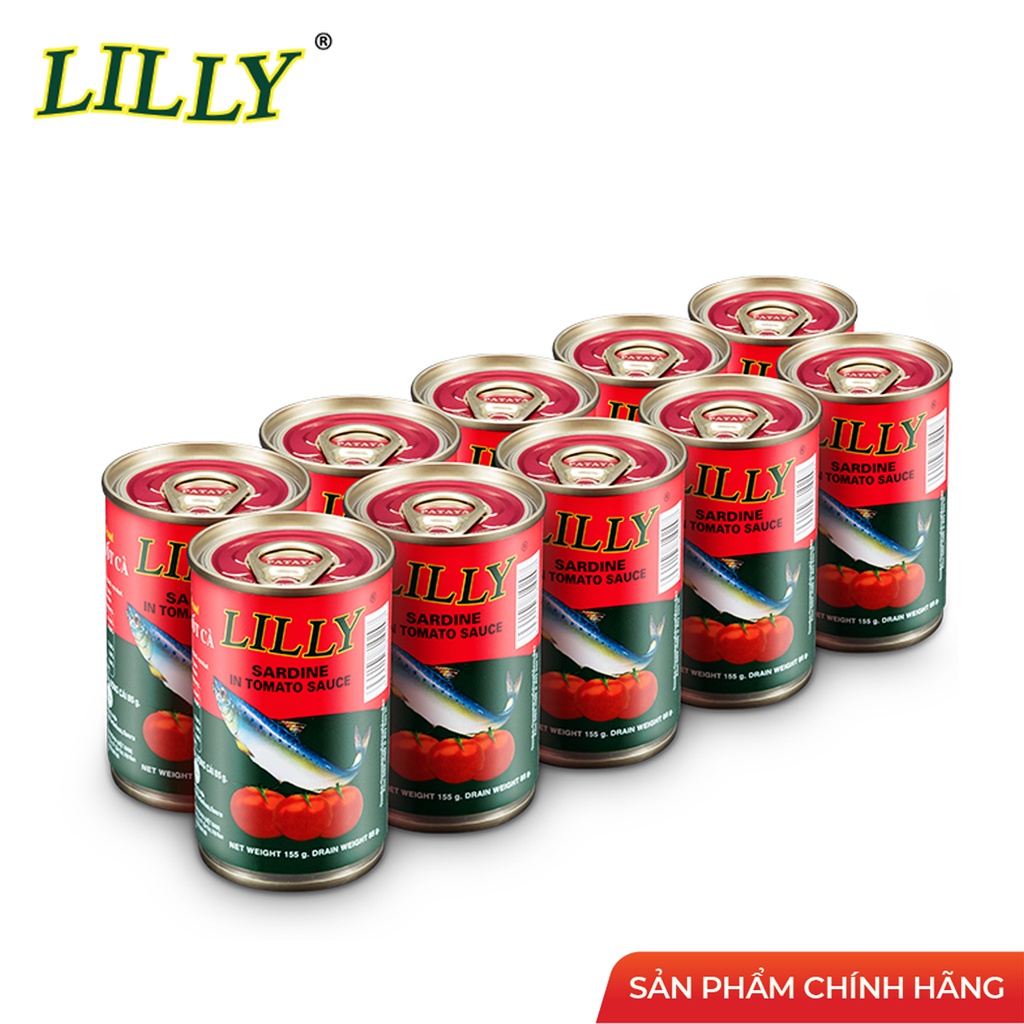 LỐC 10 HỘP CÁ TRÍCH SỐT CÀ SARDINE IN TOMATO SAUCE LILLY 155 GRAM ...