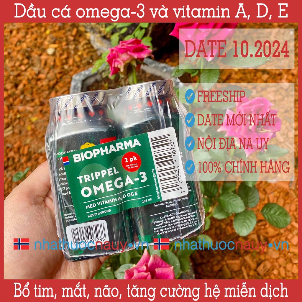 [Combo 2 hộp] Dầu cá Biopharma Trippel Omega-3 | Nội địa Na Uy chính ...