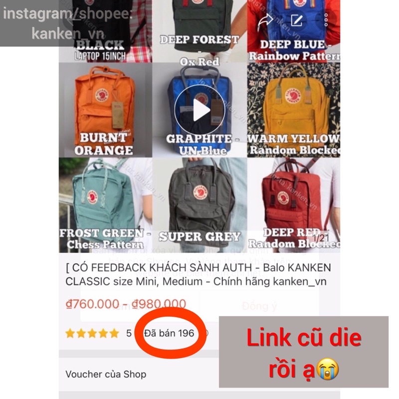 [CÓ FEEDBACK KH SÀNH AUTH] Balo KANKEN CLASSIC size Mini & Medium - Cam ...