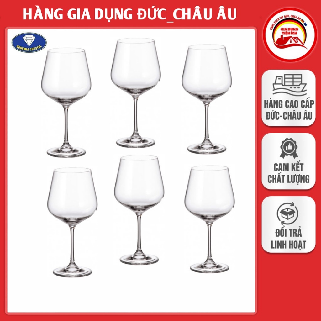 Bộ 6 ly vang pha lê Bohemia Strix 600ml, pha lê cao cấp chịu nhiệt không chì - Séc | Shopee Việt Nam