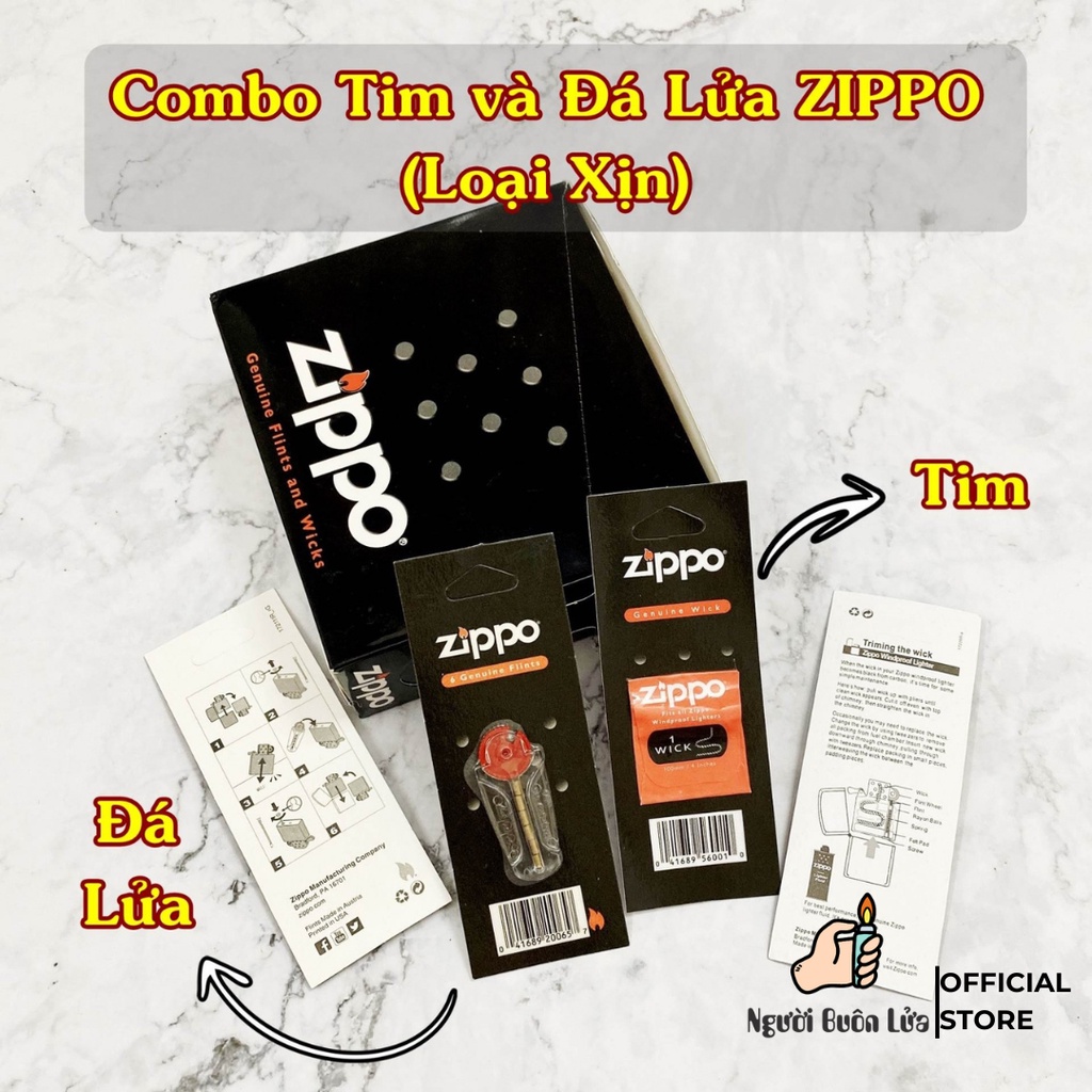 Đá bấc Zippo Mỹ - Combo tim và đá lửa thay Zippo Chính Hãng | Shopee ...