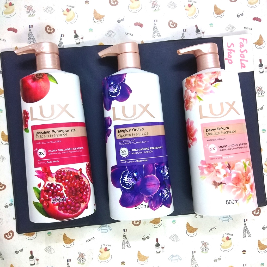 Sữa tắm LUX 450ml Thái Lan hoa anh đào trà hồng tím xanh thơm body wash gel tắm gel bưởi lựu ...