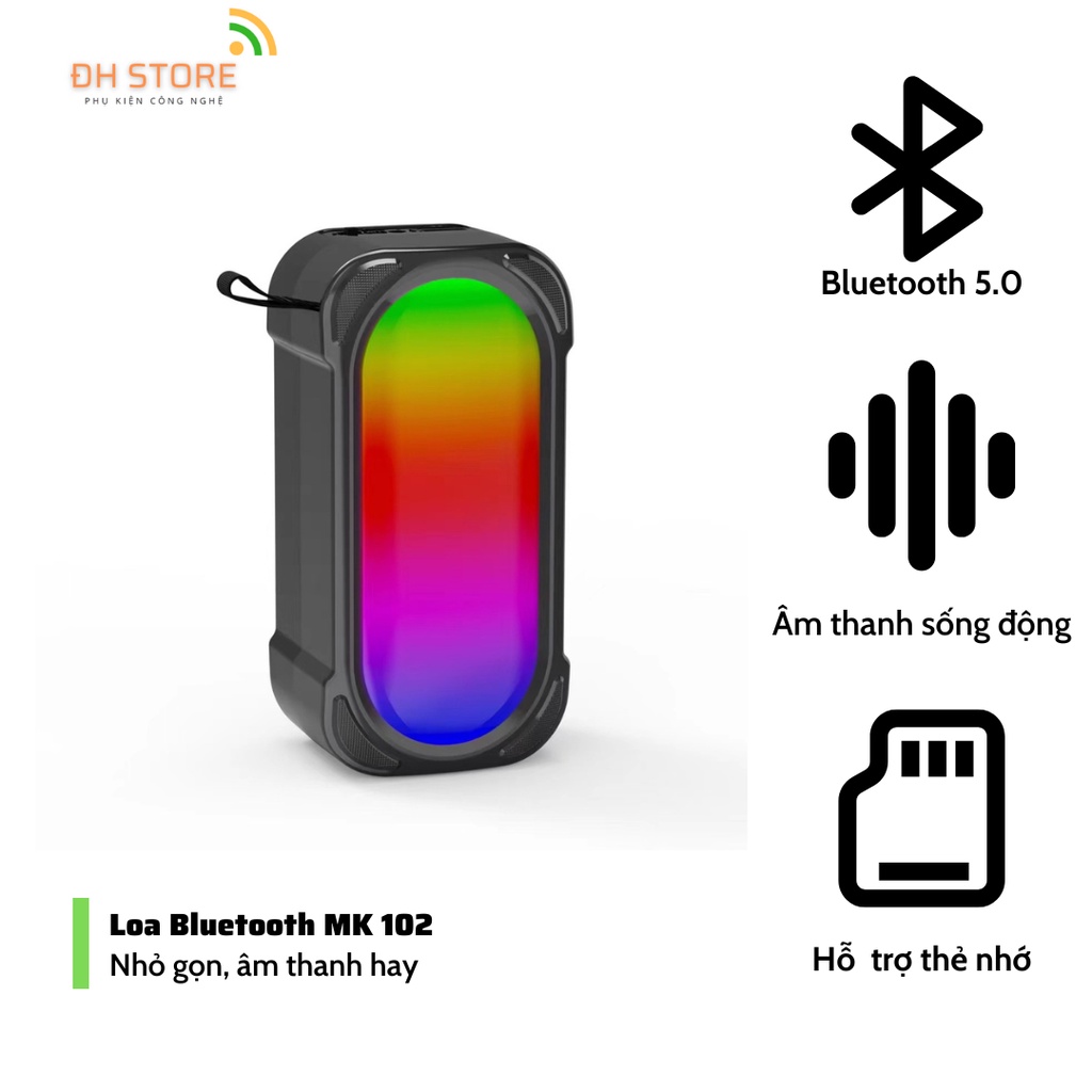 Loa Bluetooth Mini 5.0 DH MK102 Nhỏ Gọn Tiện Lợi Hỗ trợ thẻ SD Card & USB | Shopee Việt Nam