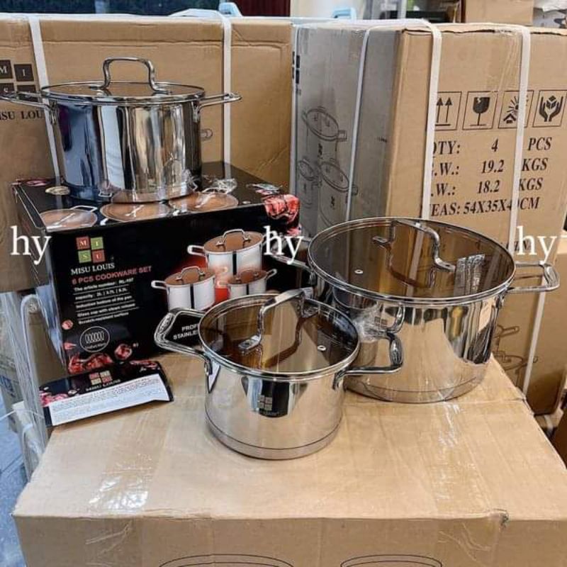 Bộ Nồi 3 Món Inox Cao Cấp MISU LOUIS Chính Hãng, Đáy Liền Nguyên Khối 3 ...