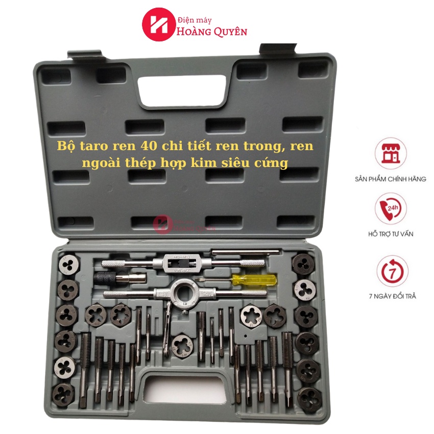 Bộ Taro tạo ren trong và ngoài 40 chi tiết M3-M12 làm từ hợp kim siêu cứng tất cả đựng trong hộp ...