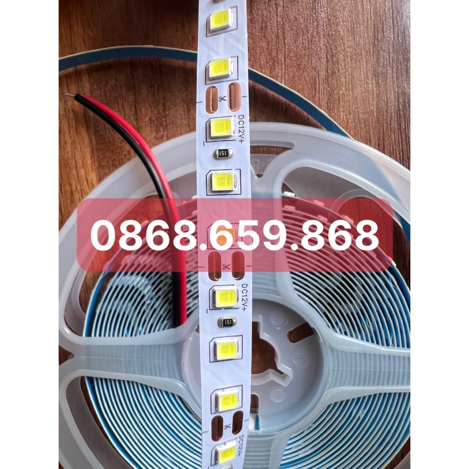 Cuộn led dây dán 12V 2835 - 120 led / Mét có keo 2 gắn mặt ánh sáng trắng , vàng ấm , trung tính ...