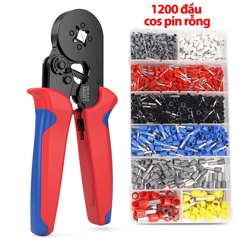 Kìm bấm cos vuông HSC8 6-4A kèm 1200 đầu cos pin rỗng | Shopee Việt Nam