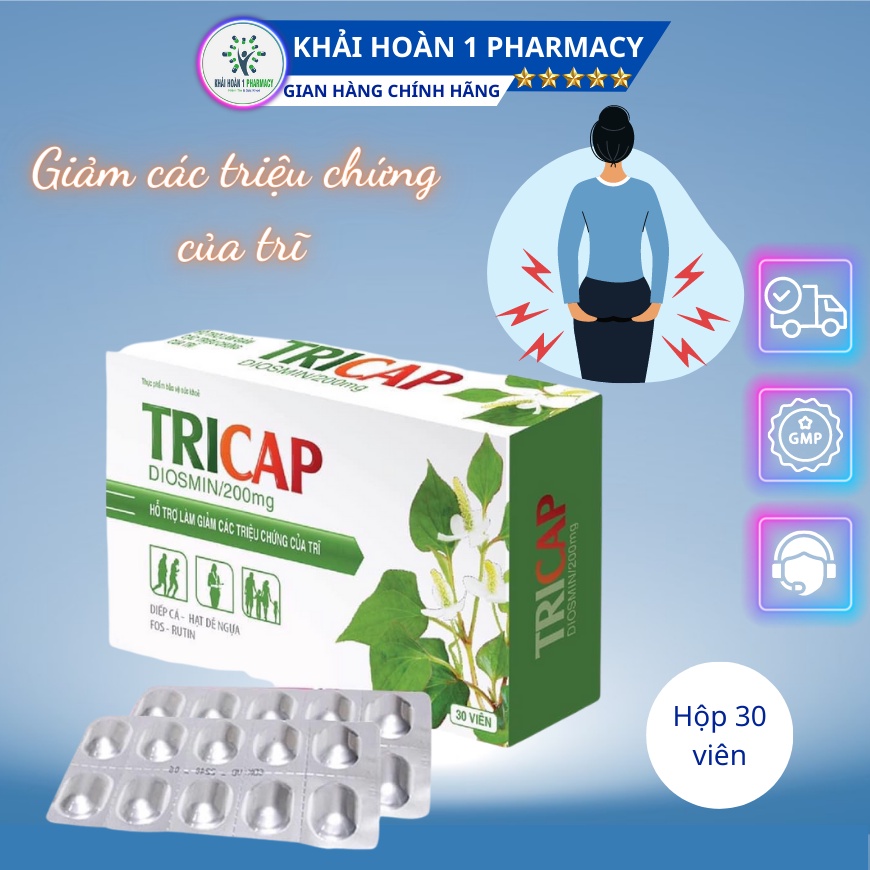 Viên uống TRICAP hỗ trợ giảm các triệu chứng của trĩ (Hộp 30v) | Shopee ...