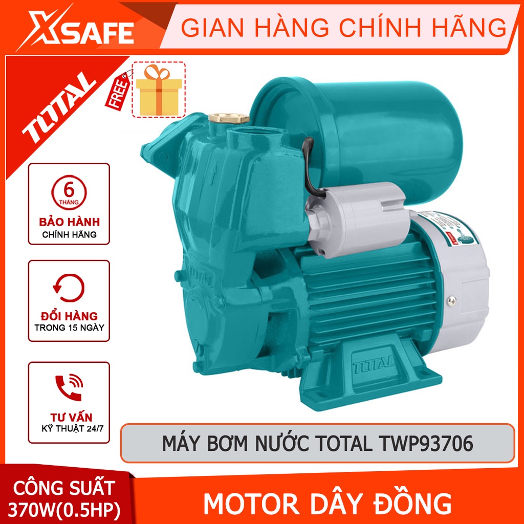 Máy bơm nước 370W Total TWP93706 Máy bơm động tự mồi, mô tơ dây đồng ...