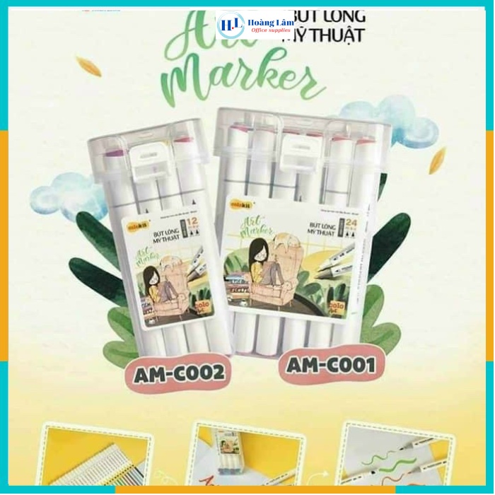 Bút dạ màu - bút marker Thiên Long Colokit ART MARKER 12,24 màu - Tặng ...