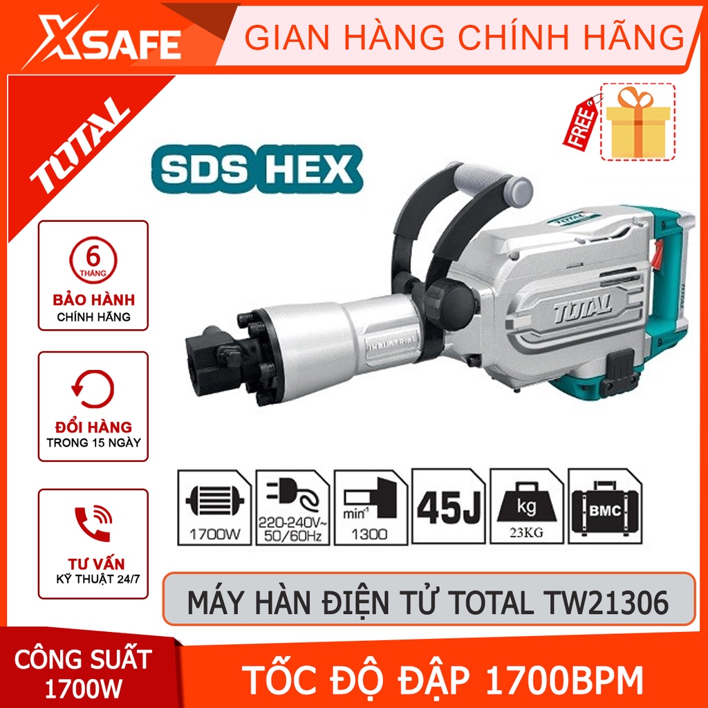 Máy đục bê tông TOTAL TH215456 Máy khoan đục công suất 1700W, tốc độ ...