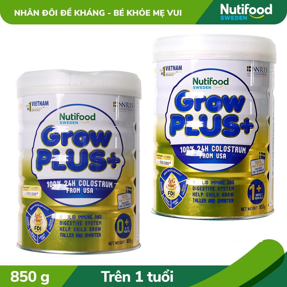 Sữa bột Growplus Grow plus+ vàng 0+, 1+ 850g Nhập Khẩu Thụy Điển [Date ...