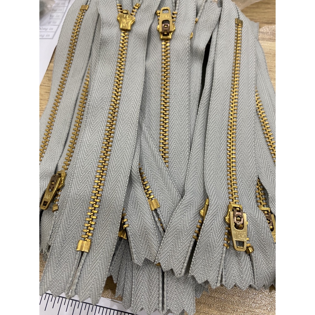 Khóa Đồng YKK#3 (#45) Răng Vàng Tape Màu Xanh Đá - YKK #3 metal Zipper For Pants Fly zip ...