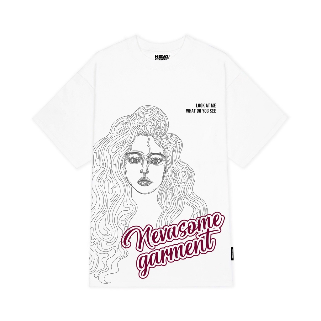 Áo Thun Oversize Local Brand NEVASOME Look At Me Trắng Cotton Tay Lỡ ...