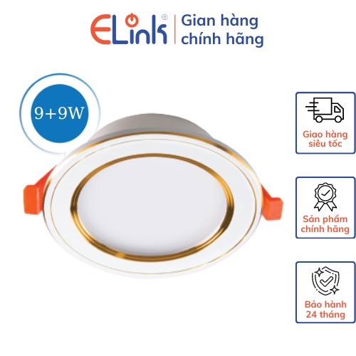Đèn Led Downlight Elink Âm 3 Chế Độ 9+9W Thiết Kế Viền Vàng Sang Trọng ...