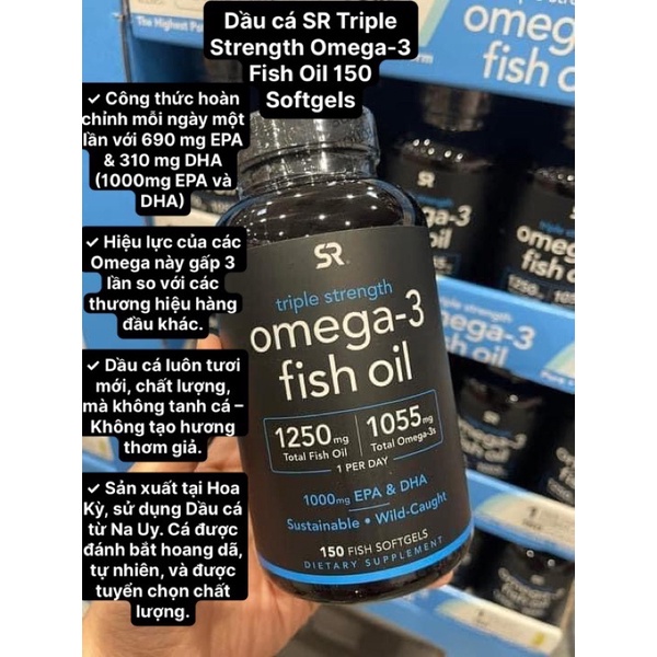 Dầu cá SR Triple Strength Omega-3 Fish Oil 150 Softgels | Shopee Việt Nam