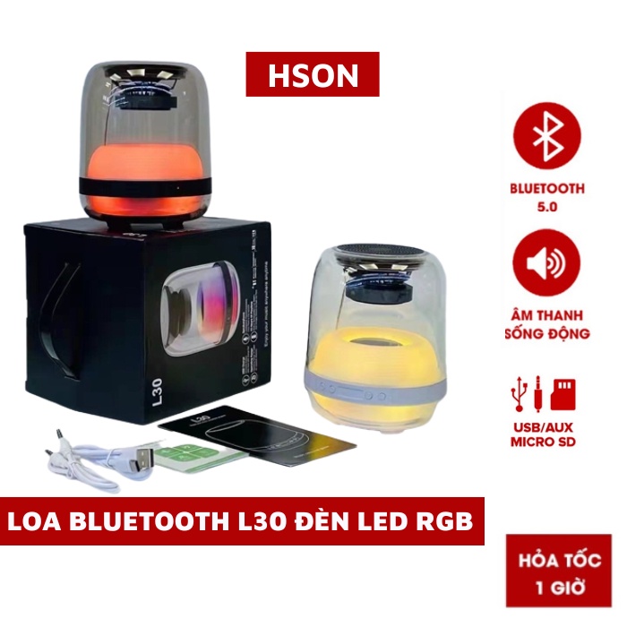 Loa bluetooth L30 cao cấp, loa nghe nhạc đèn led RGB đổi màu, âm thanh ...